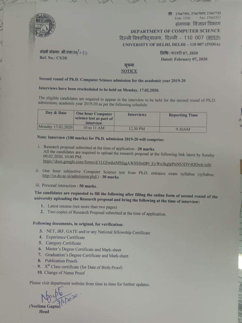 Ph.D. Computer Science - University of Delhi