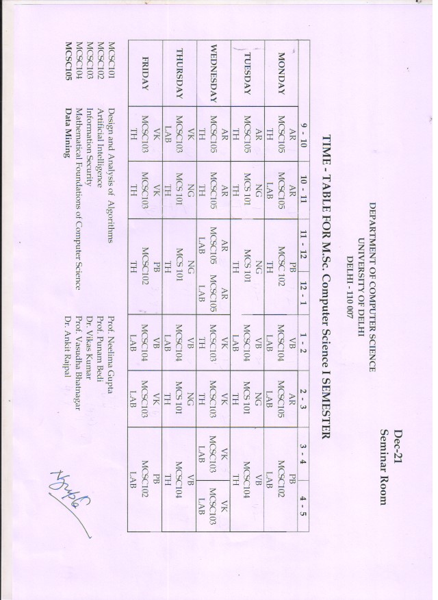 Notice Board - Department of Computer Science - University of Delhi