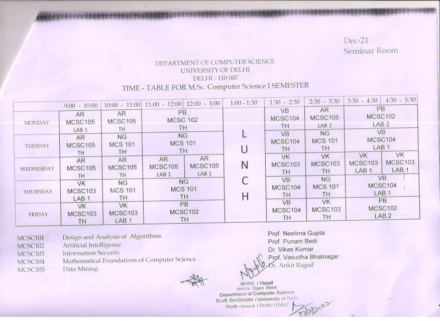 Notice Board - Department of Computer Science - University of Delhi